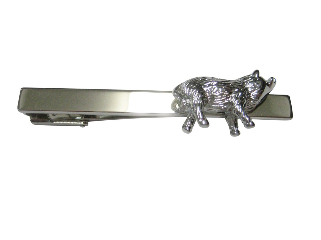 Silver Toned Round Textured Boar Hog Pig Square Tie Clip - Etsy