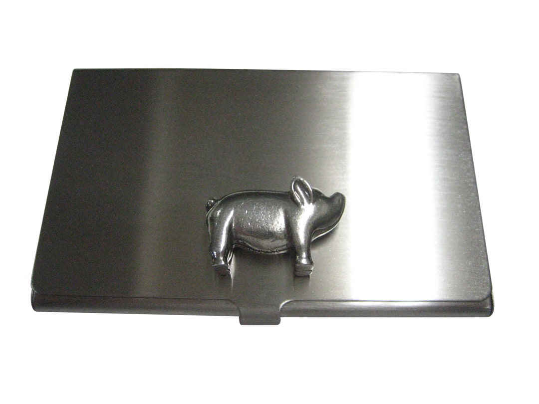 Silver Toned Round Fat Pig Business Card Holder - Etsy