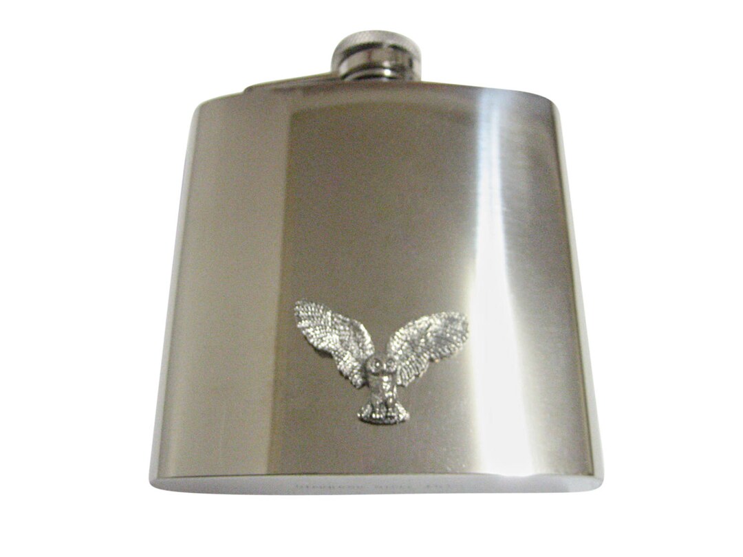Silver Toned Textured Owl Bird 6 Oz. Stainless Steel Flask - Etsy