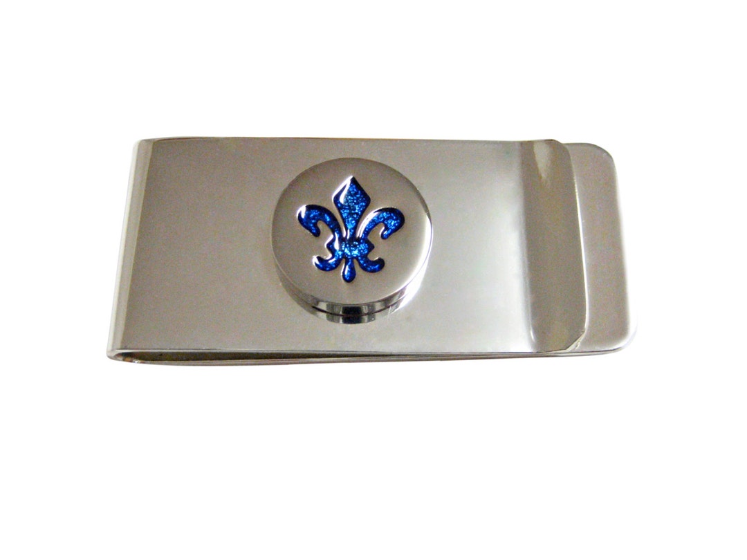 Blue and Silver Fleur De Lys Pendant Money Clip - Etsy