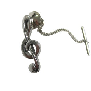 Silver Toned Textured Treble Musical Note Tie Tack - Etsy