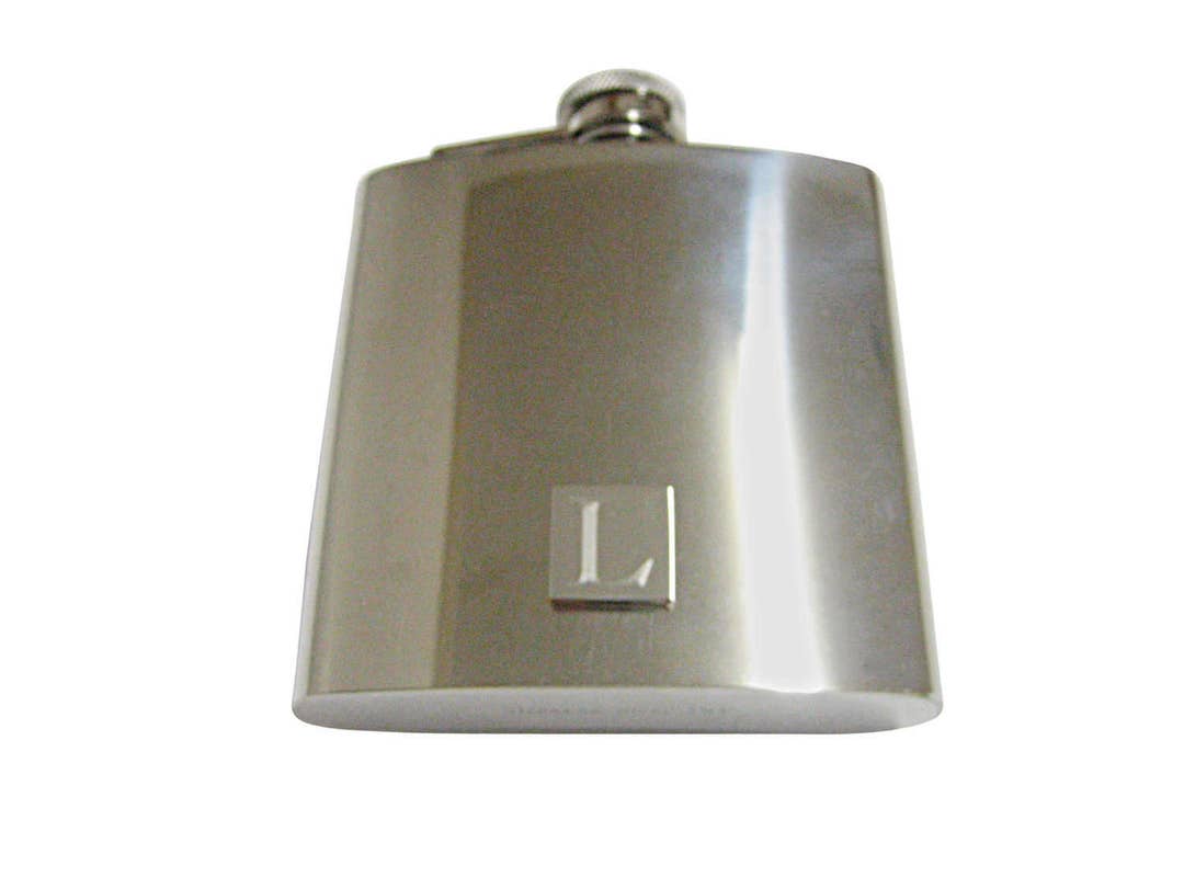 Letter L Etched Monogram 6 Oz. Stainless Steel Flask - Etsy