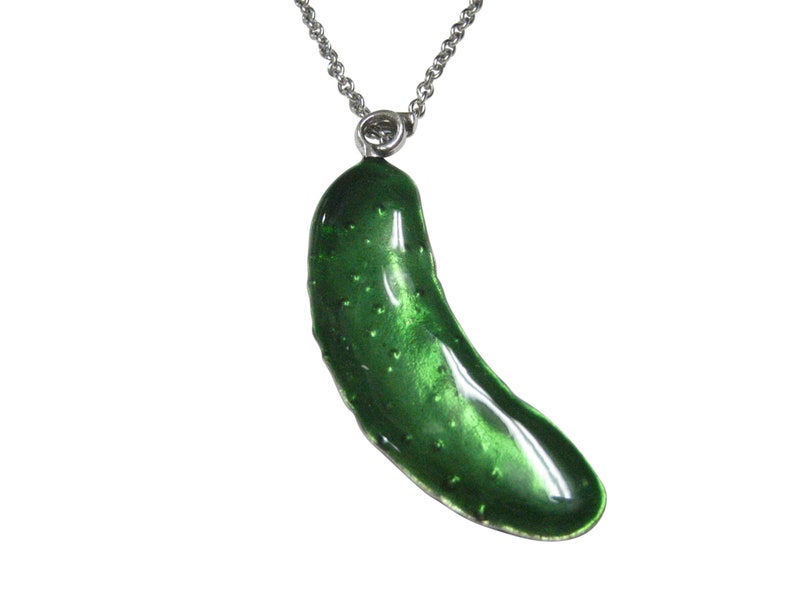 Large Green Pickle Pendant Necklace - Etsy