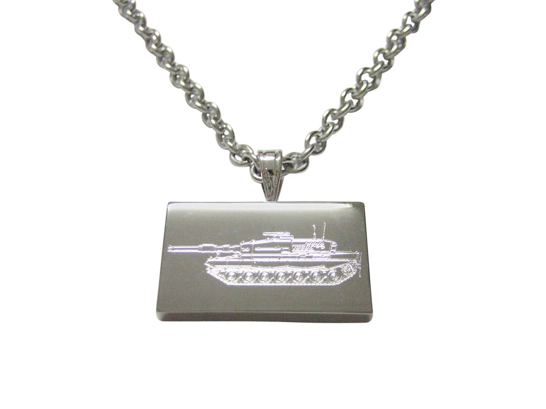 Silver Toned Etched Detailed Tank Pendant Necklace - Etsy