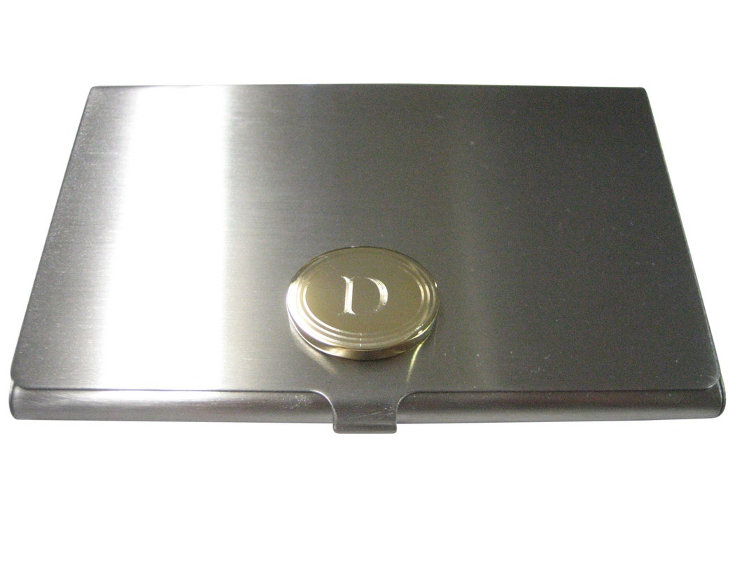 Gold Toned Etched Oval Letter D Monogram Business Card Holder - Etsy