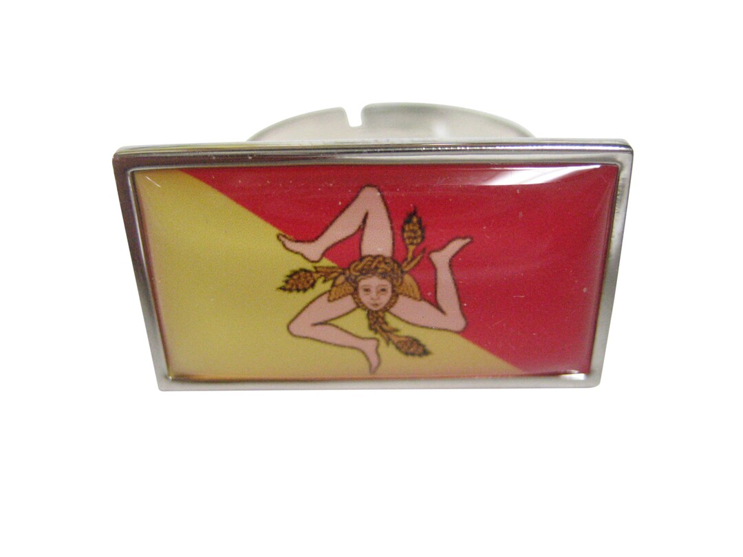 Thin Bordered Sicily Flag Adjustable Size Fashion Ring - Etsy