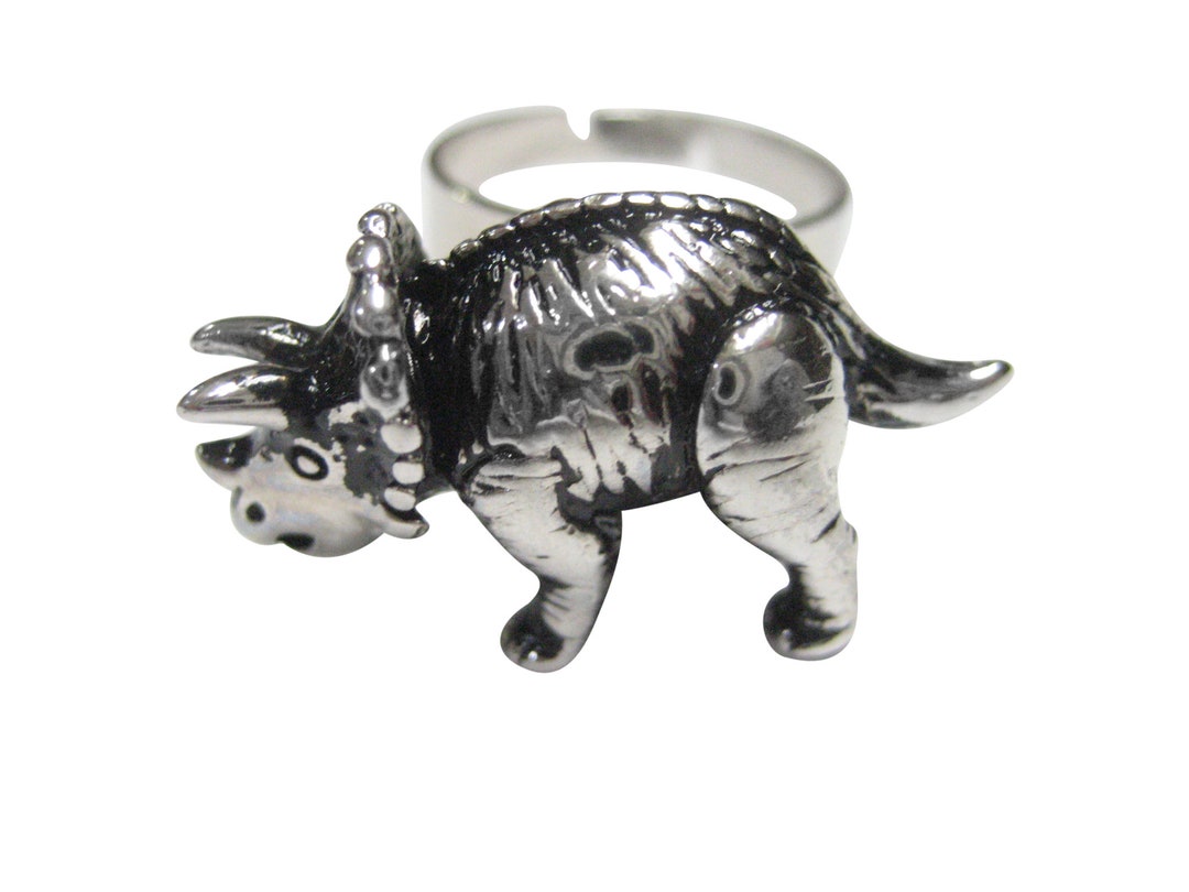 Triceratops Dinosaur Adjustable Size Fashion Ring - Etsy