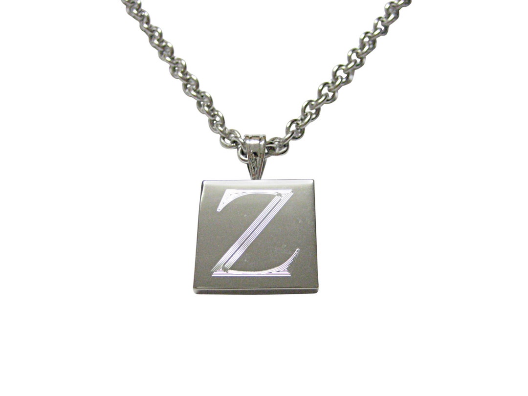 Letter Z Etched Monogram Pendant Necklace - Etsy