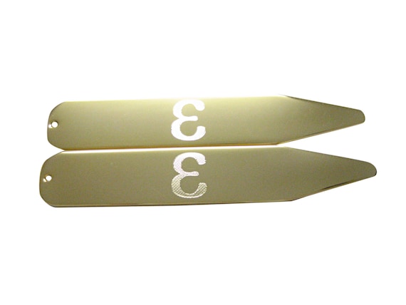 Gold Toned Etched Greek Letter Epsilon Collar Stays | Etsy