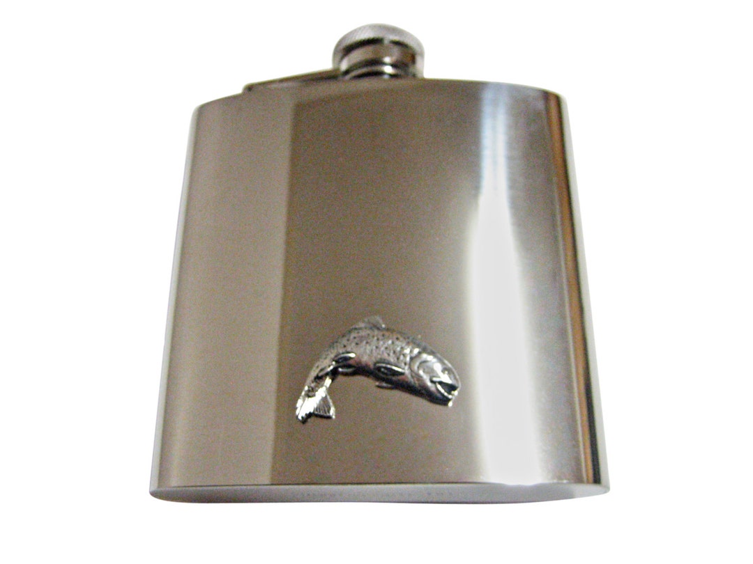 Silver Toned Trout Salmon Fish 6 Oz. Stainless Steel Flask - Etsy