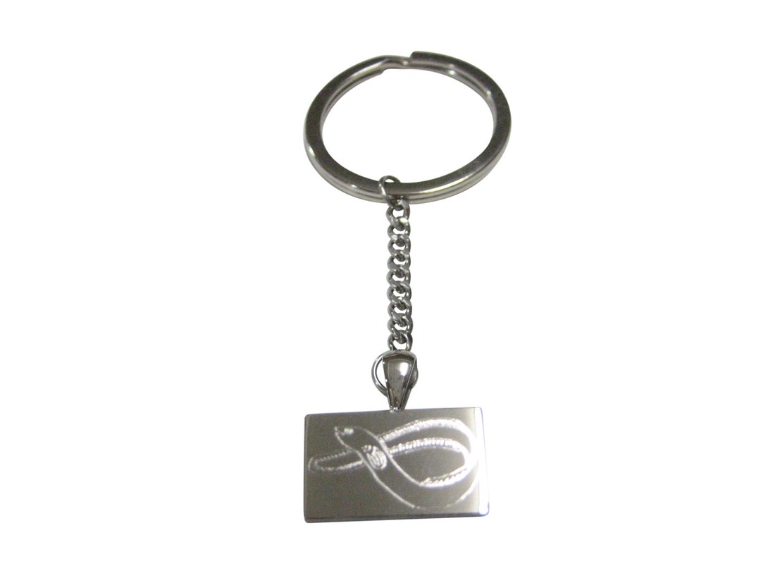 Silver Toned Rectangular Etched Eel Fish Pendant Keychain - Etsy