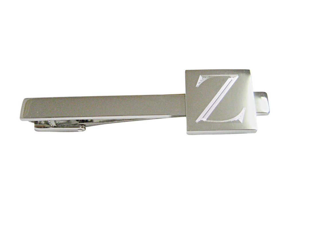 Letter Z Etched Monogram Square Tie Clip - Etsy