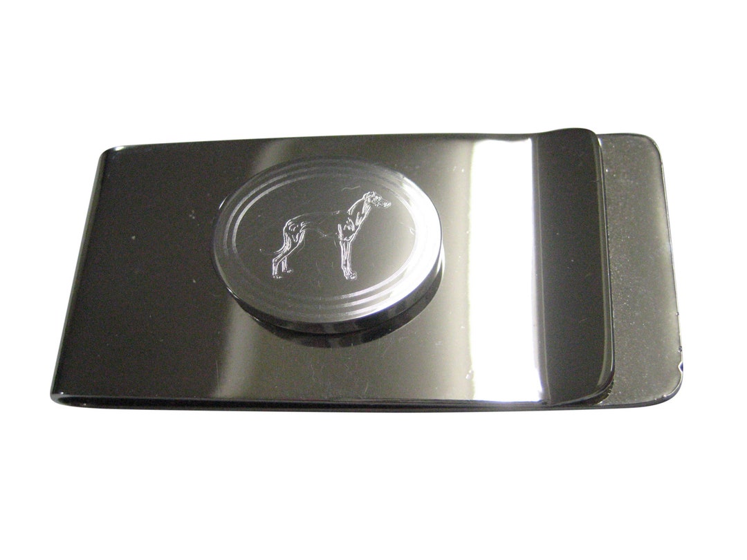 Silver Toned Oval Etched Whippet Dog Money Clip - Etsy