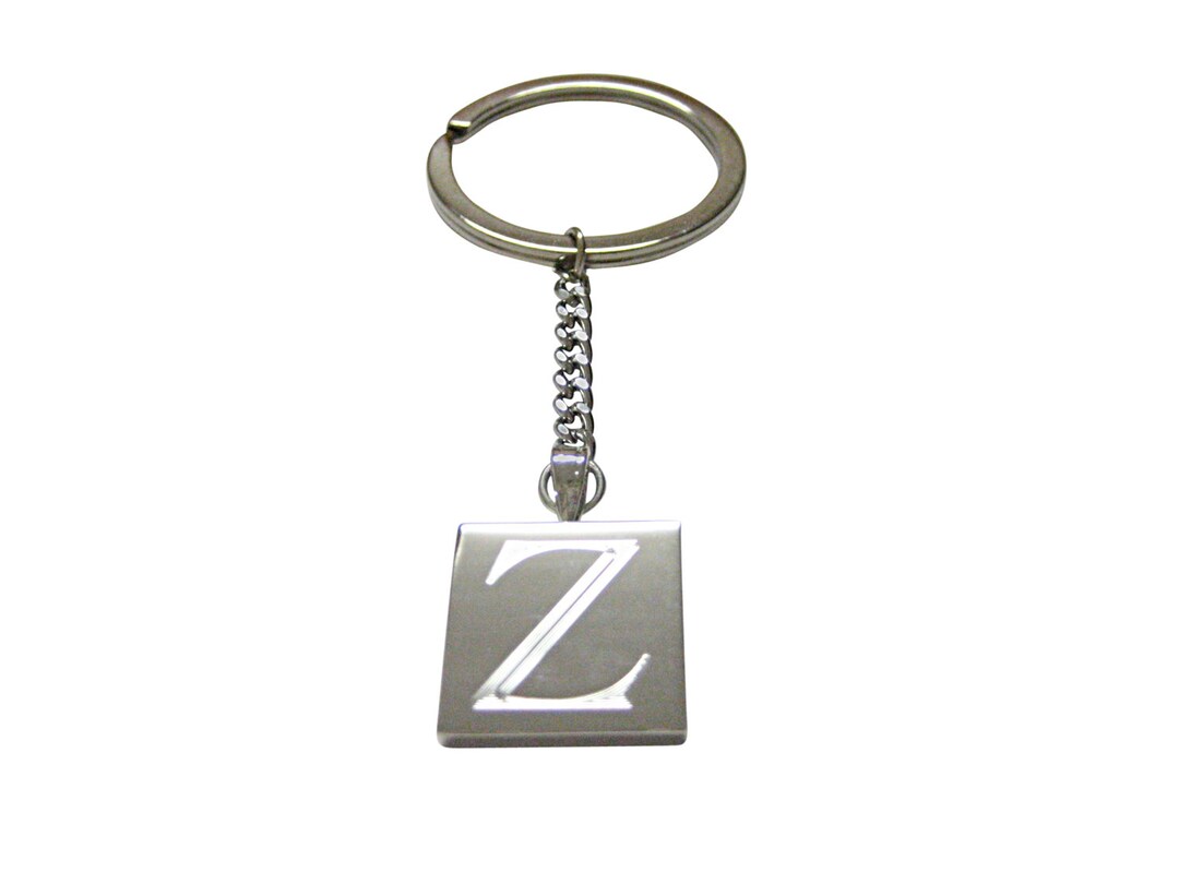 Letter Z Etched Monogram Pendant Keychain - Etsy