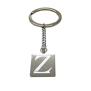 Letter Z Etched Monogram Pendant Keychain - Etsy