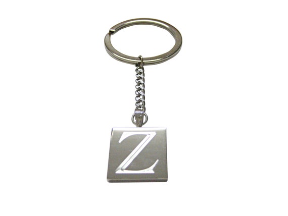 Letter Z Etched Monogram Pendant Keychain - Etsy