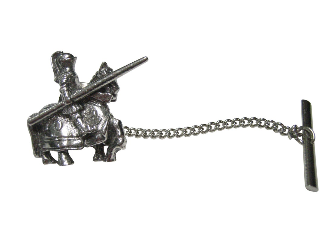 Silver Toned Jousting Knight Tie Tack - Etsy