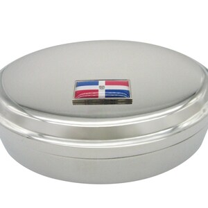 Thin Bordered Dominican Republic Flag Pendant Oval Trinket Jewelry Box ...