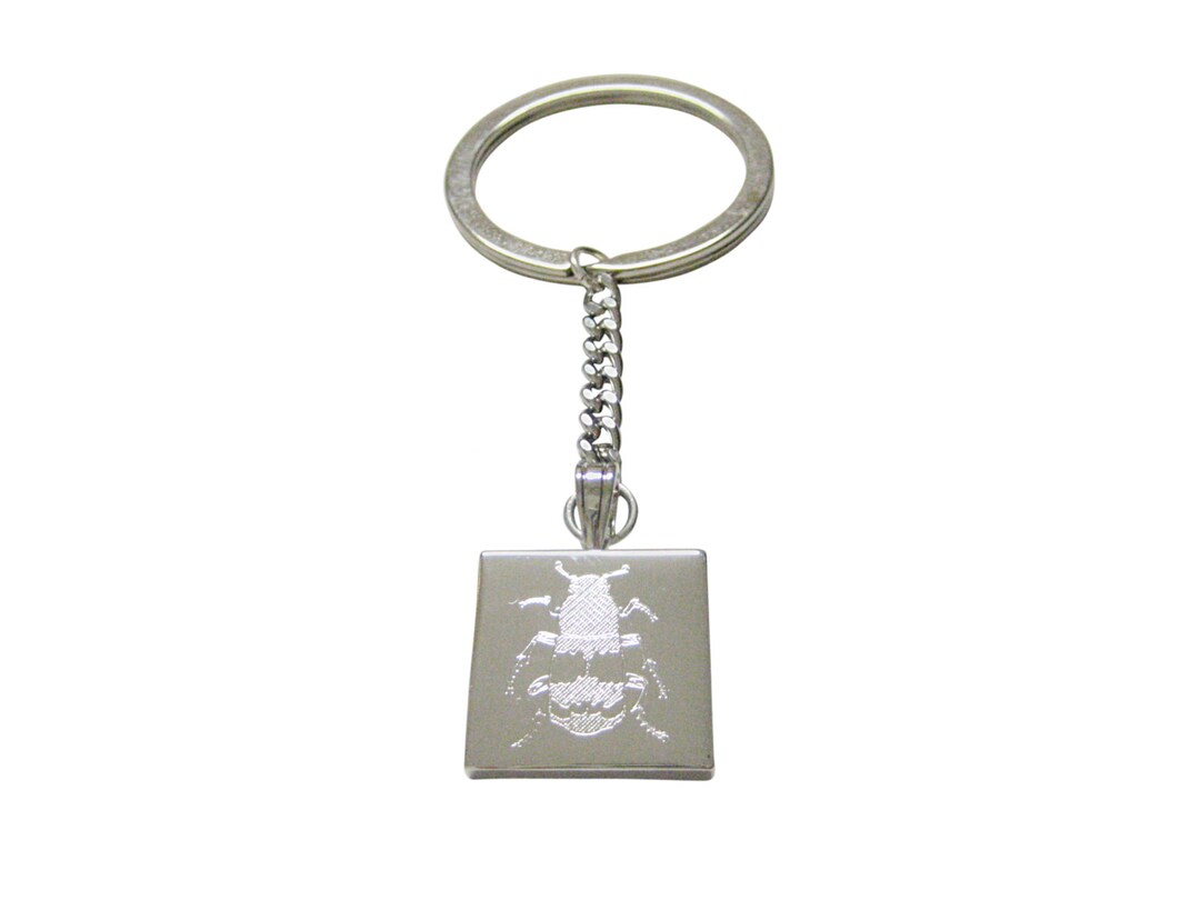 Silver Toned Etched Beetle Insect Keychain - Etsy