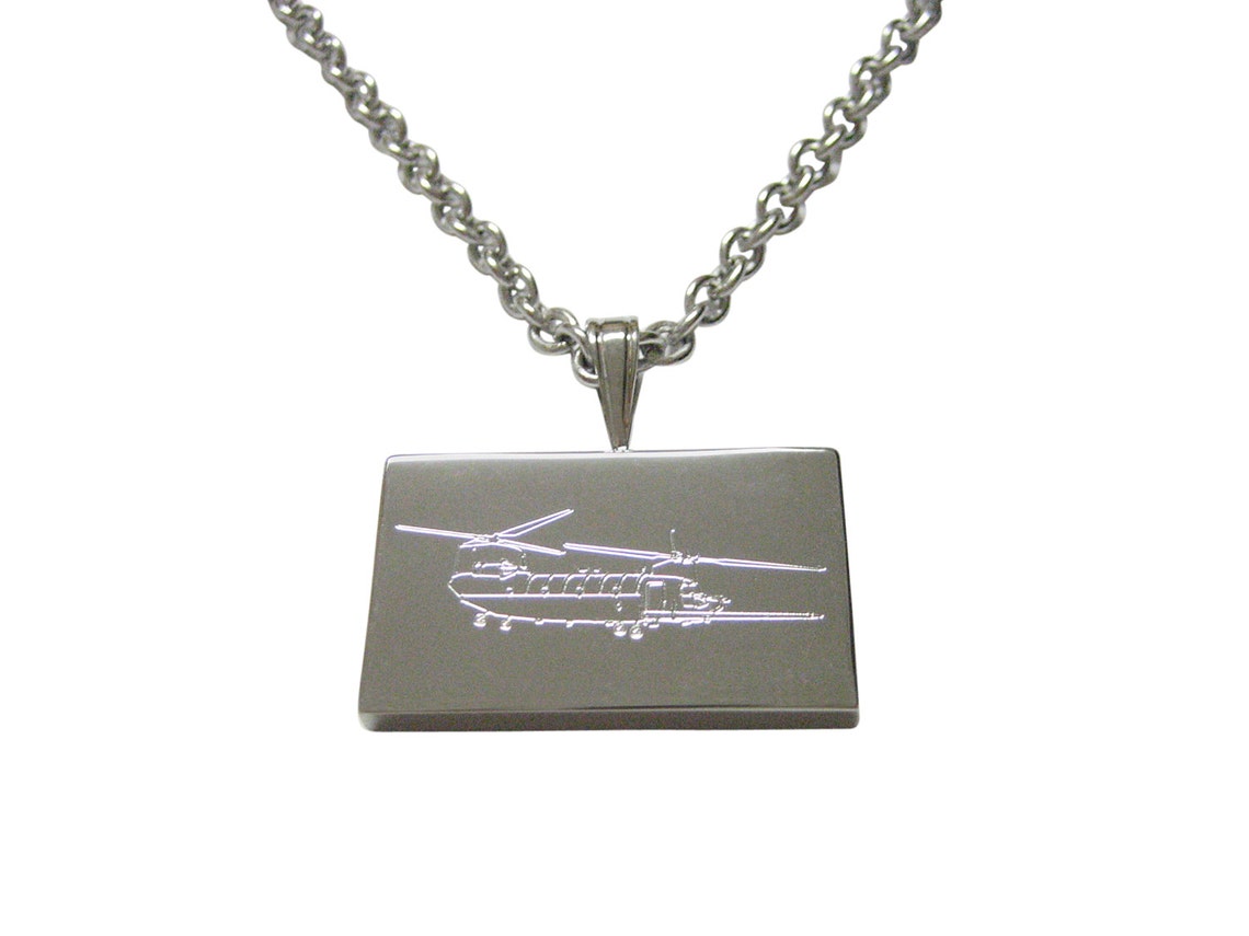 Silver Toned Etched Chinook Helicopter Pendant Necklace | Etsy