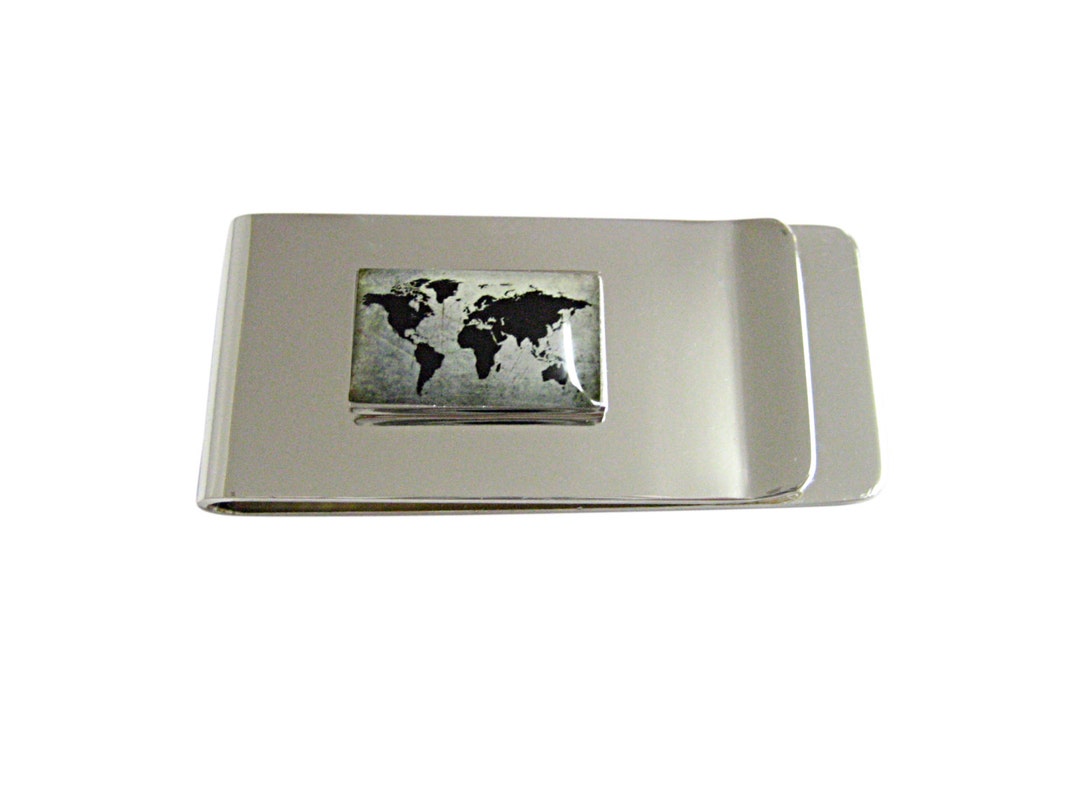 Rectangular World Map Money Clip - Etsy