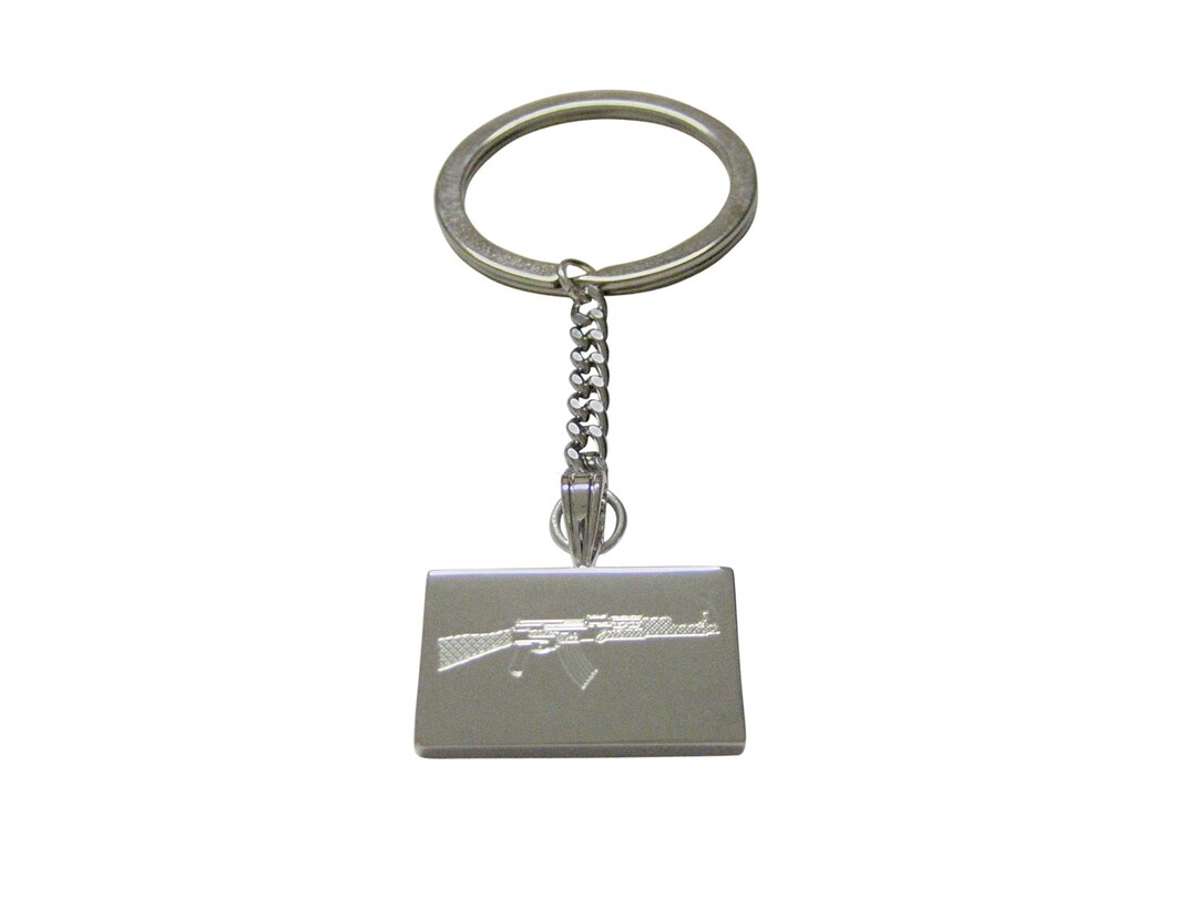 Silver Toned Etched AK47 Rifle Keychain - Etsy