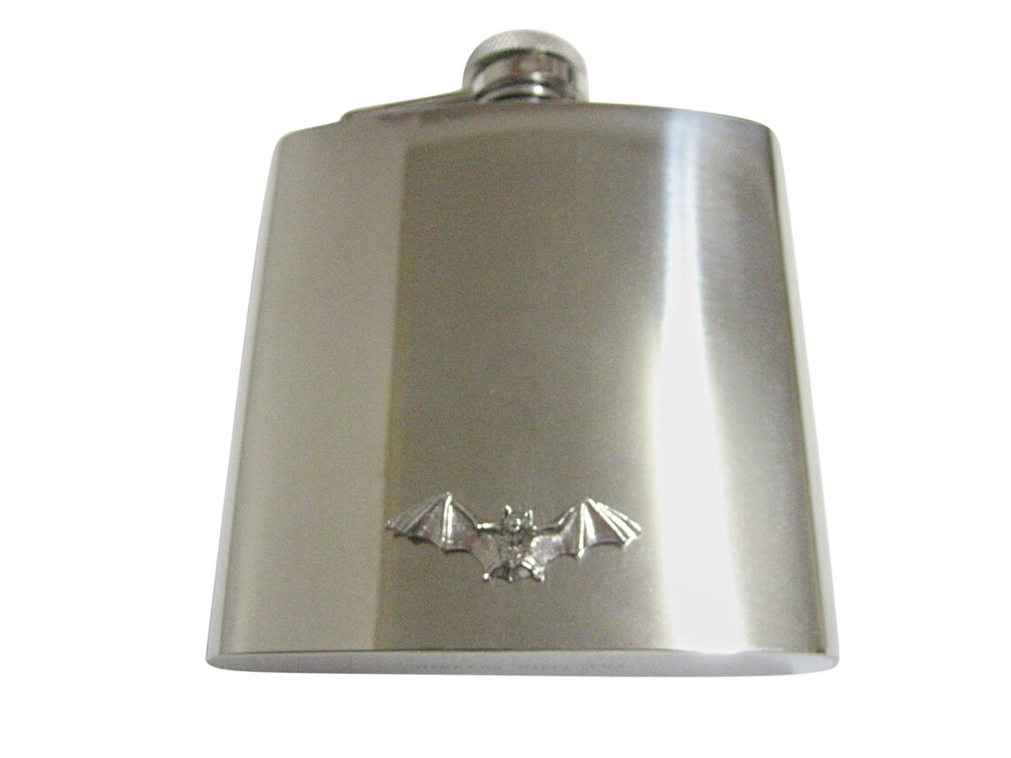 Silver Toned Textured Bat 6 Oz. Stainless Steel Flask - Etsy