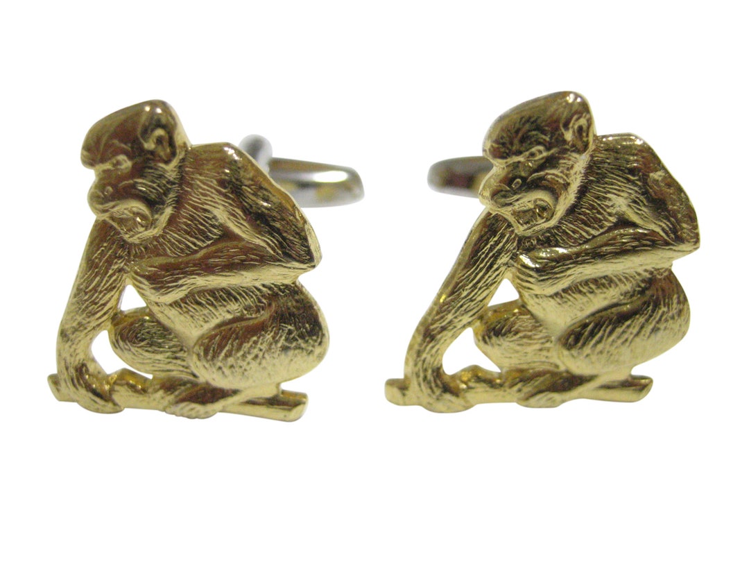 Gold Toned Angry Monkey Cufflinks - Etsy