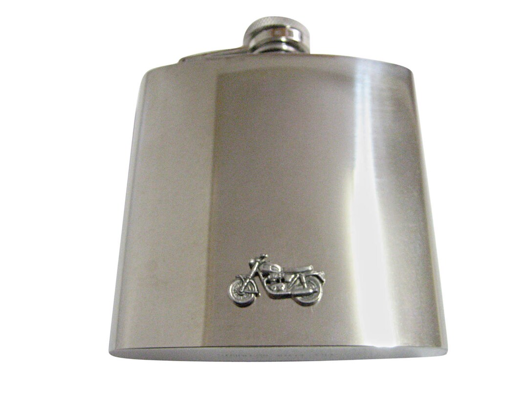 Silver Toned Textured Classic Motorcycle 6oz Flask - Etsy