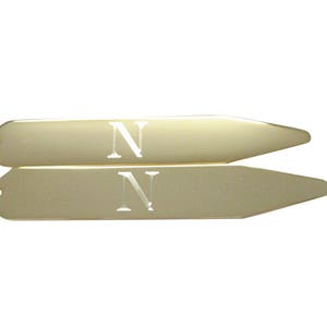 Gold Toned Etched Letter N Monogram Collar Stays - Etsy