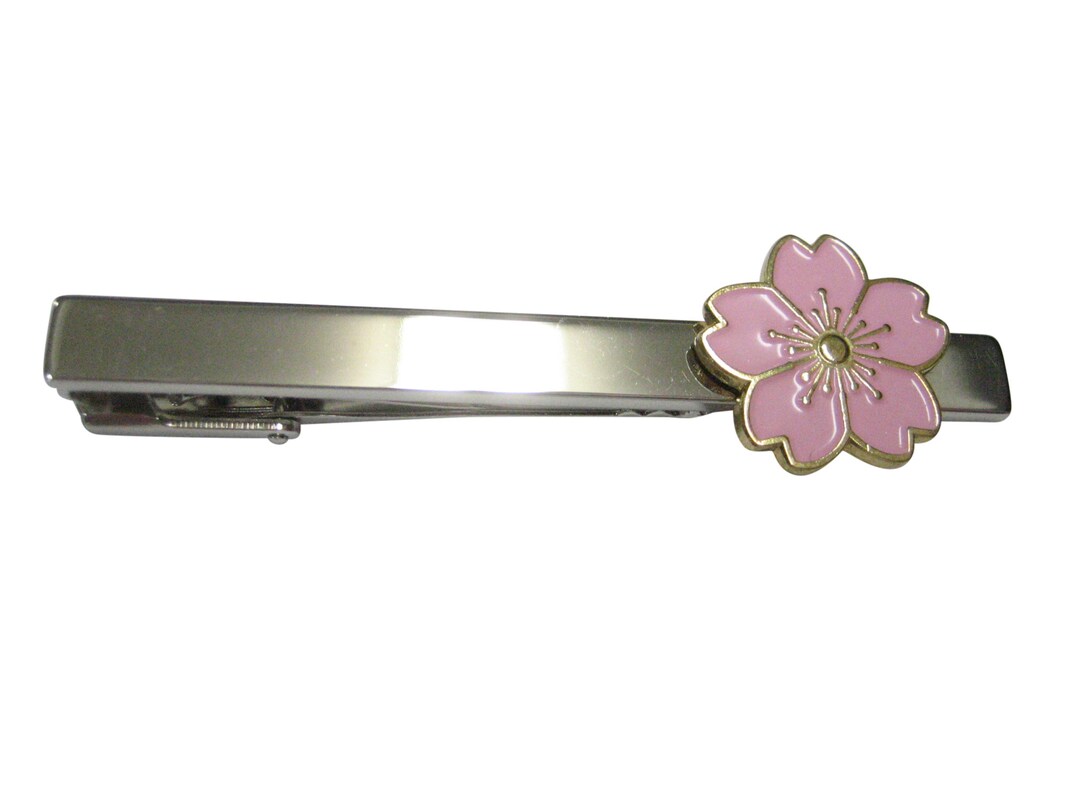 Pink Cherry Blossom Flower Tie Clip - Etsy