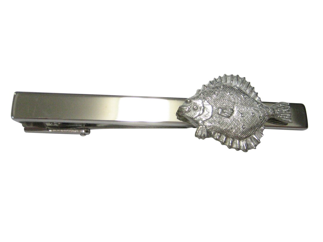 Silver Toned Halibut Flat Fish Tie Clip - Etsy