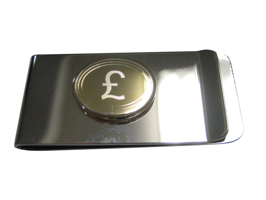 Gold Toned Etched Oval British Pound Sterling Currency Sign Pendant ...