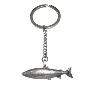 Silver Toned Atlantic Salmon Fish Pendant Keychain - Etsy