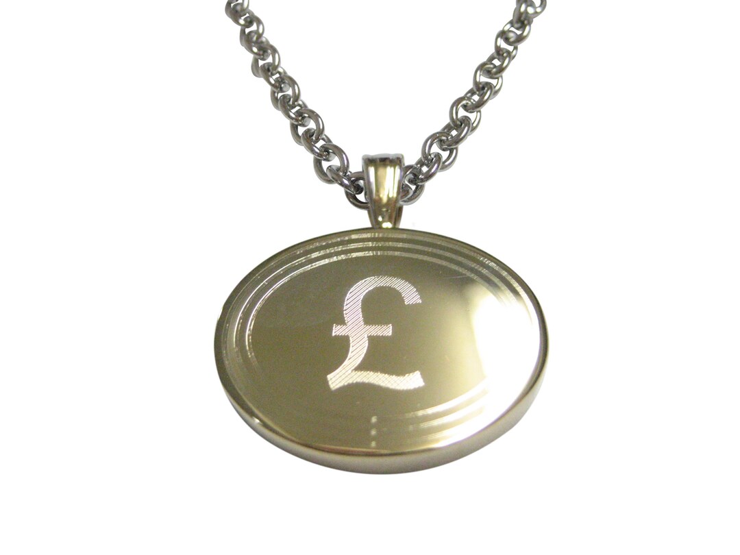 Gold Toned Etched Oval British Pound Sterling Currency Sign - Etsy