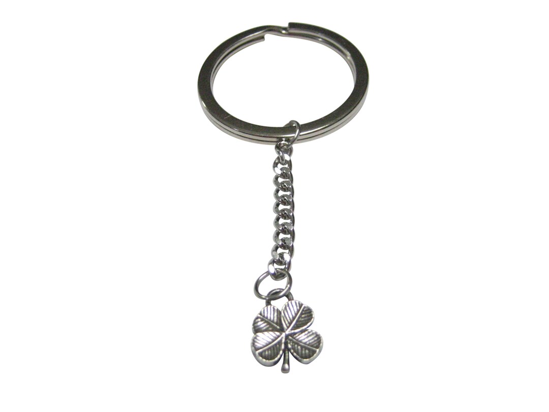 Silver Toned Textured Miniature 4 Leaf Clover Keychain - Etsy