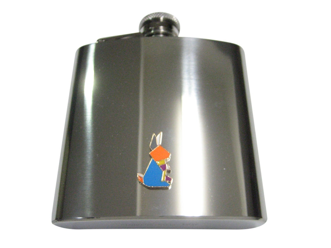 Colorful Origami Rabbit Bunny 6 Oz. Stainless Steel Flask - Etsy