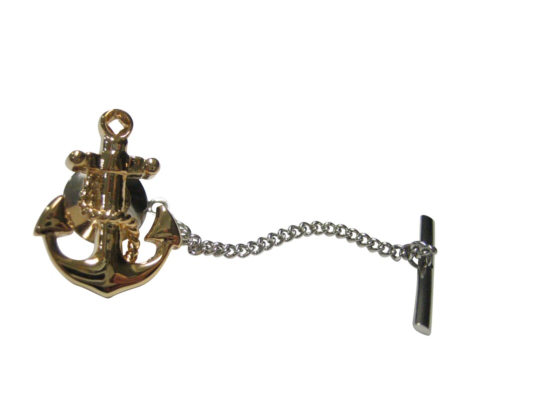 Gold Toned Detailed Nautical Anchor Tie Tack - Etsy