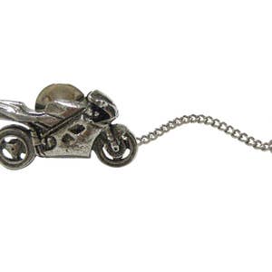 Silver Toned Textured Modern Motorcycle Tie Tack - Etsy