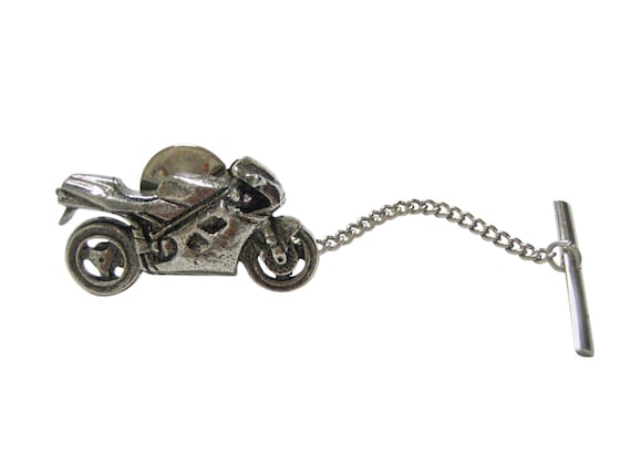 Silver Toned Textured Modern Motorcycle Tie Tack | Etsy