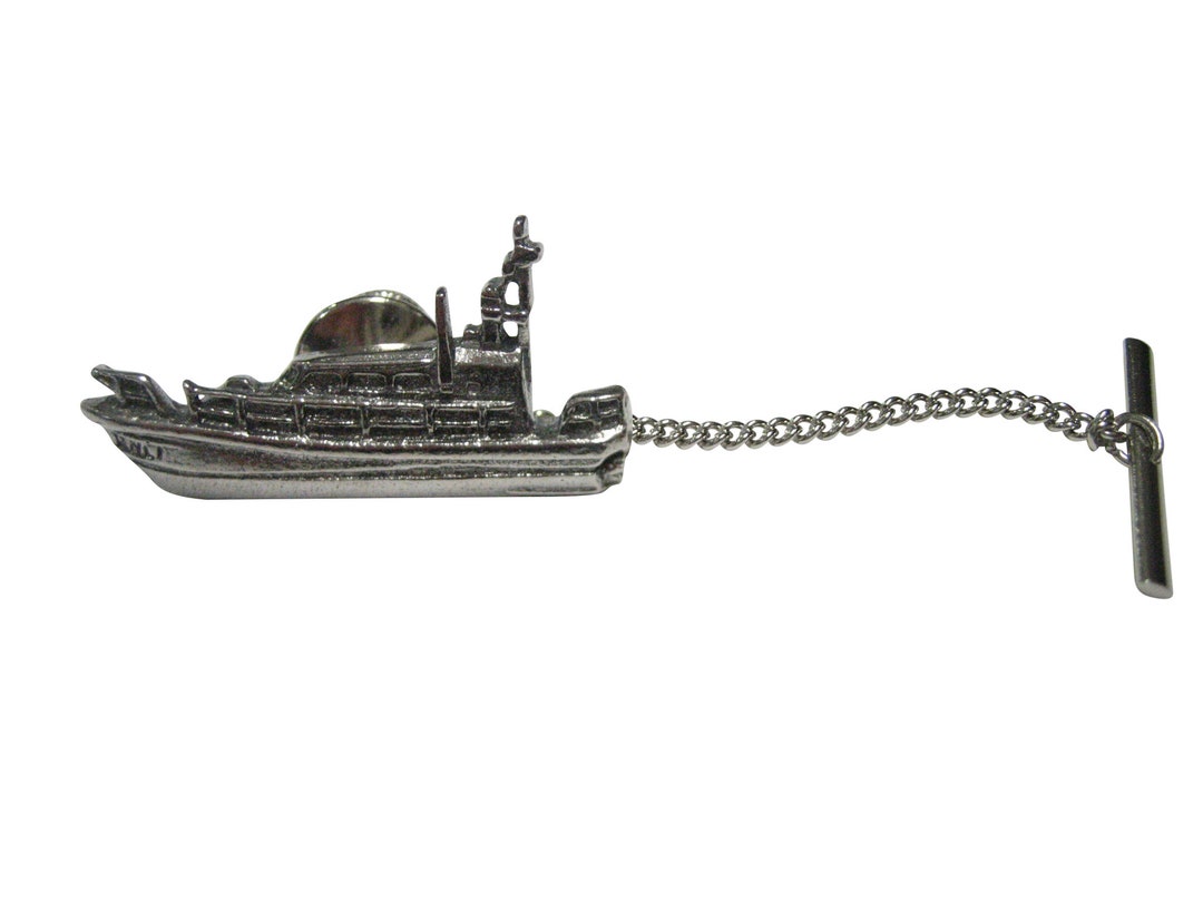 Silver Toned Textured Nautical Patrol Boat Ship Tie Tack - Etsy