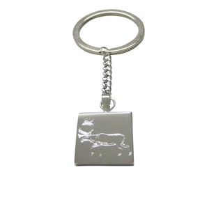 Silver Toned Etched Left Facing Moose Keychain - Etsy