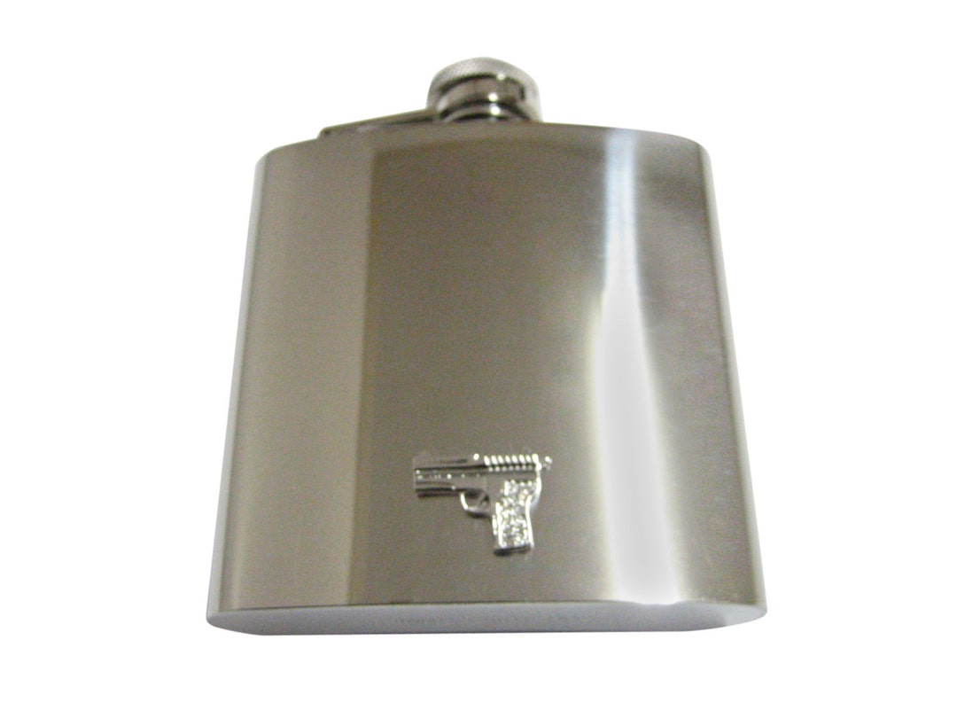 Crystalled Gun 6 Oz. Stainless Steel Flask - Etsy