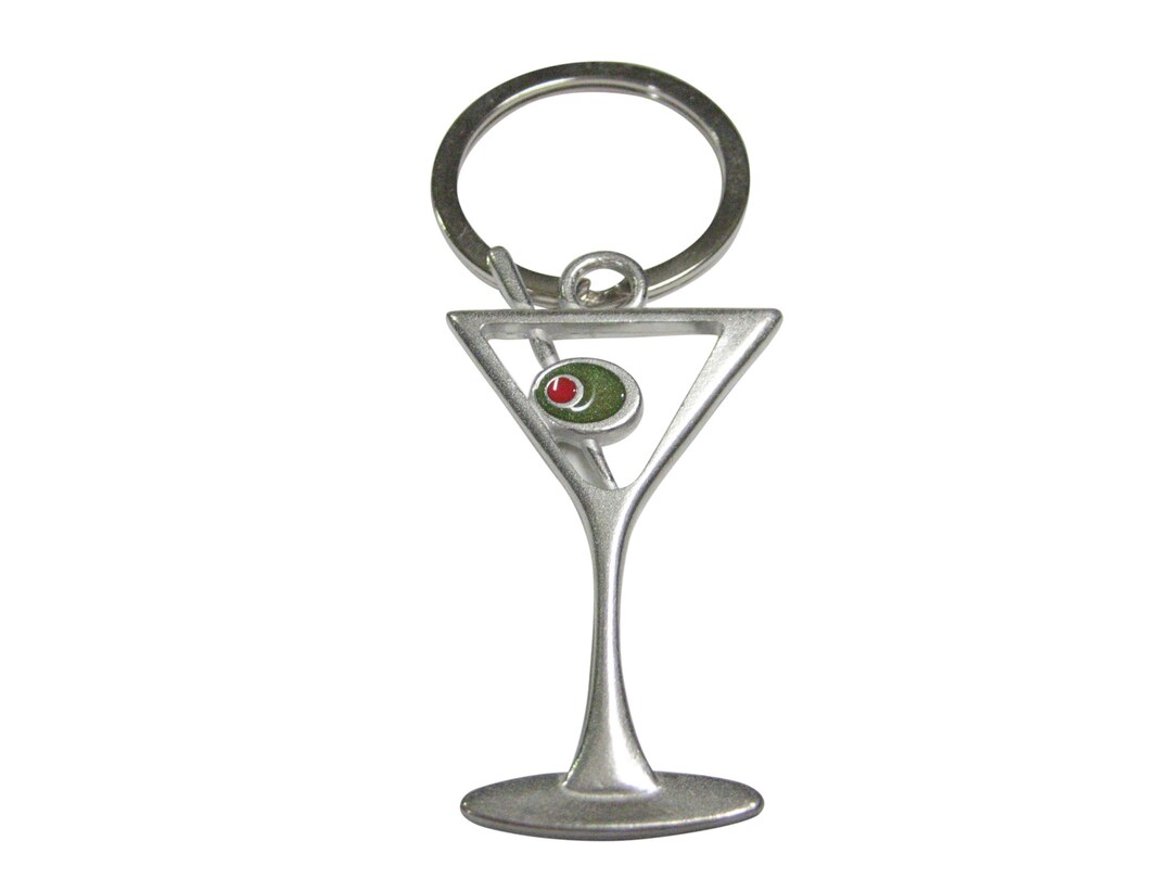 Silver Toned Large Martini Cocktail Glass Pendant Keychain - Etsy