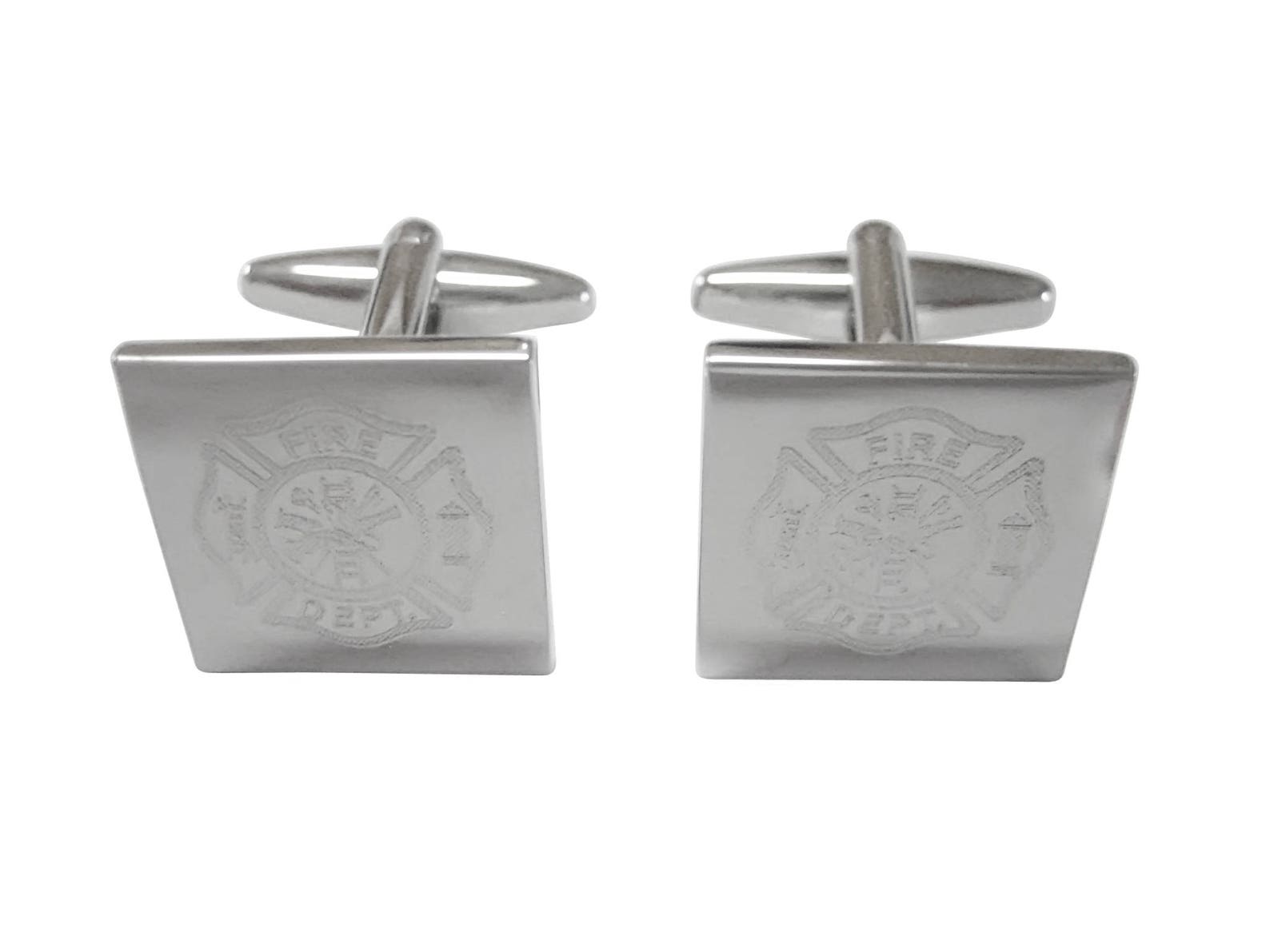 Silver Toned Etched Fire Fighter Emblem Cufflinks - Etsy