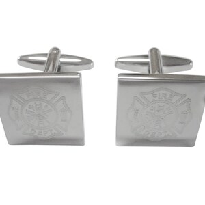 Silver Toned Etched Fire Fighter Emblem Cufflinks - Etsy
