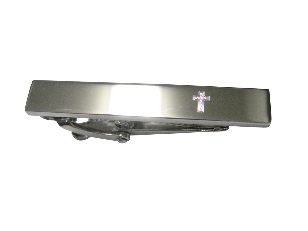 Silver Toned Etched Religious Cross Skinny Tie Clip - Etsy