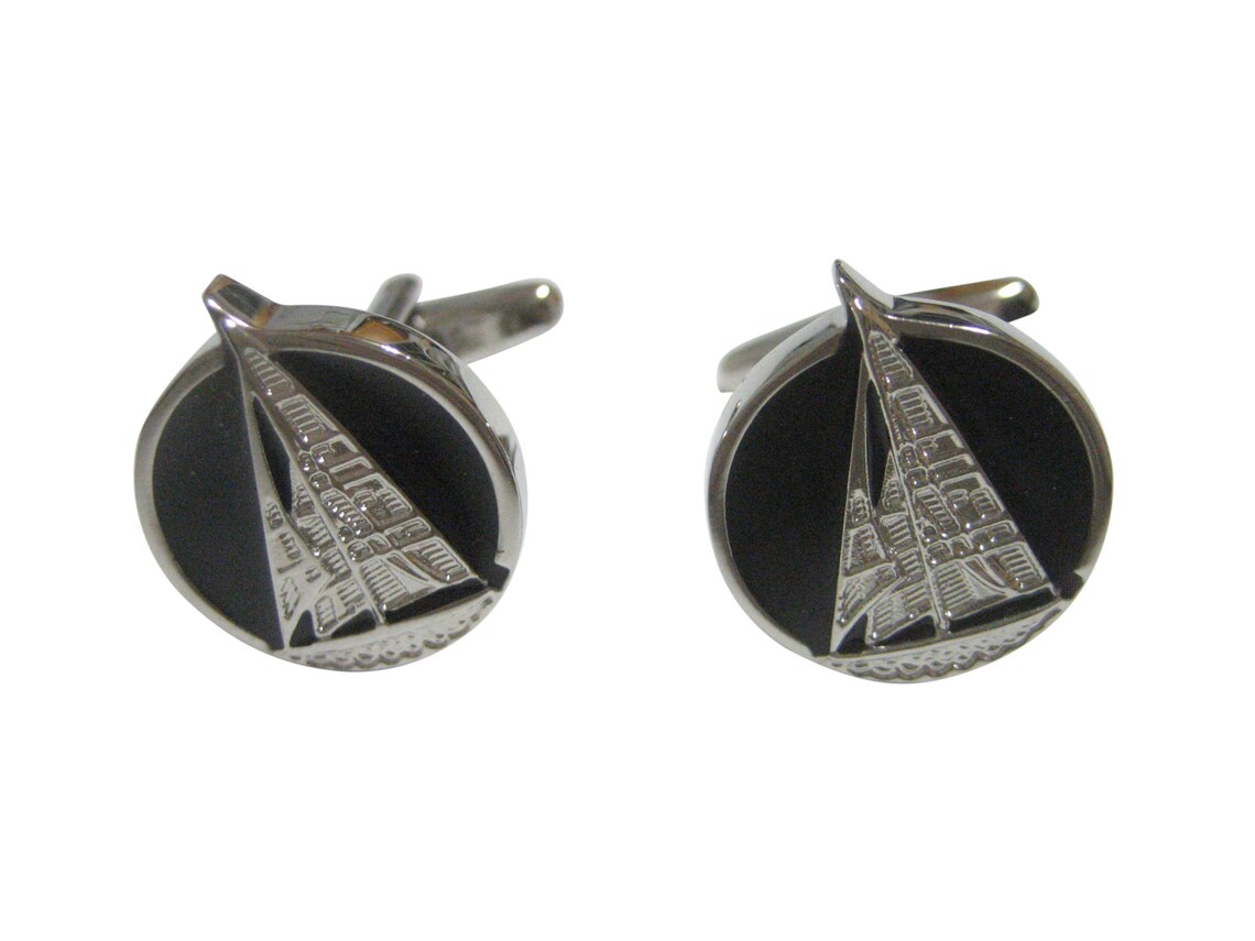 Black and Silver Toned Nautical Sail Boat Cufflinks - Etsy
