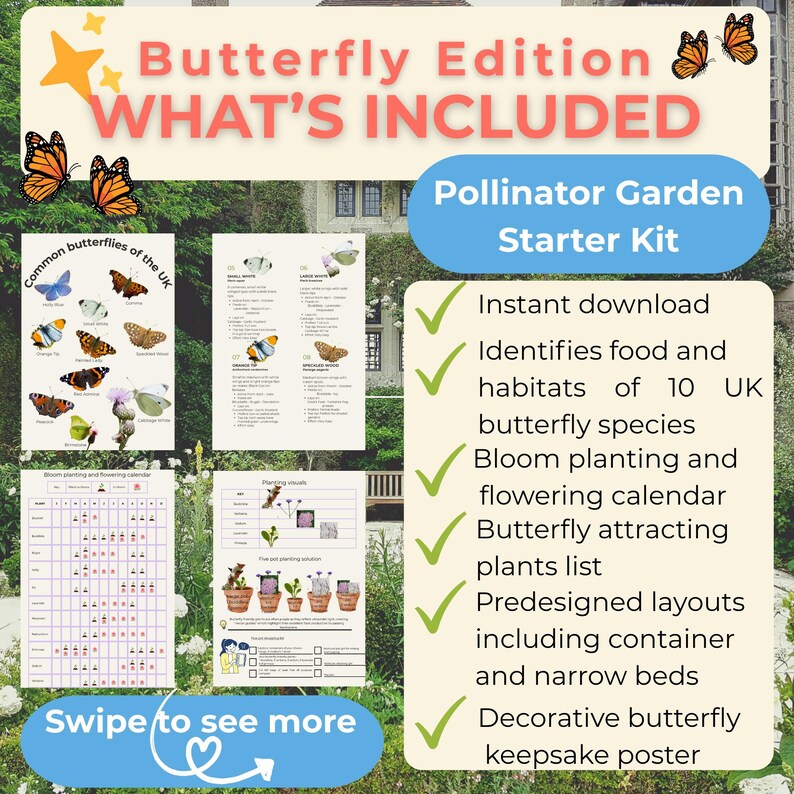 Butterfly Garden Design Bundle, Pollinator Landscape Plan, Seasonal ...