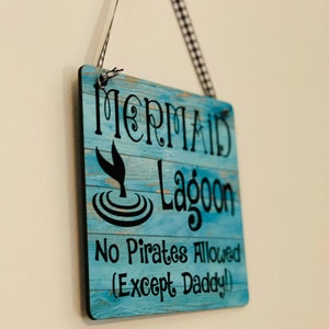 Adorable | Turquoise | Mermaid Lagoon | Wooden | Door Sign Hanger for ...